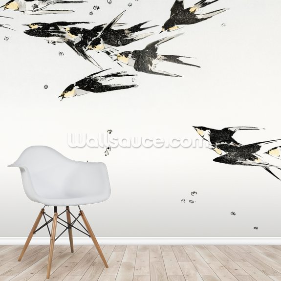 Flying Magpies Wallpaper Mural | Wallsauce EU