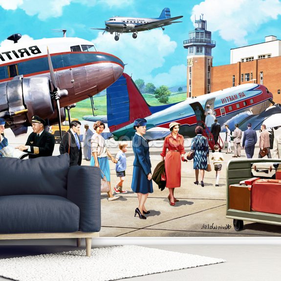 Vintage Airline Travel Mural by Kevin Walsh | Wallsauce US