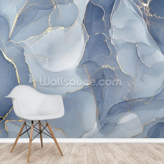 Overlapping Shades of Blue Mural | Wallsauce US