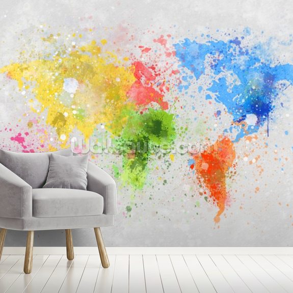 World Map Painting Wall Mural | Wallsauce AU