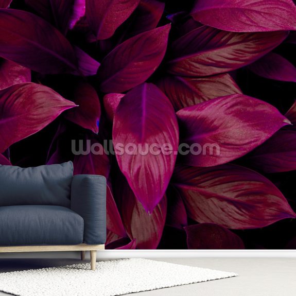 Deep Fuchsia Leaves Wallpaper | Wallsauce CA