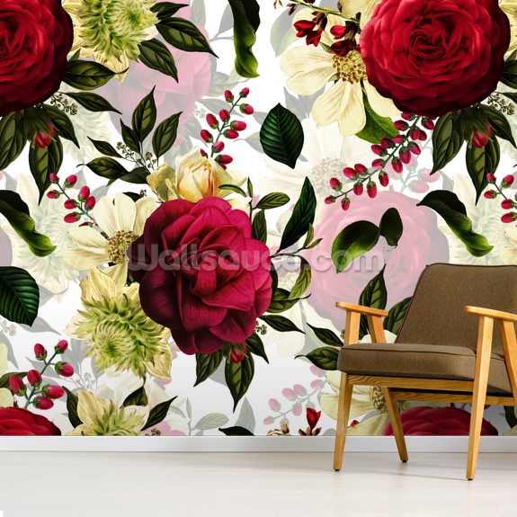Tapete Rubinrote Rosen | Wallsauce DE