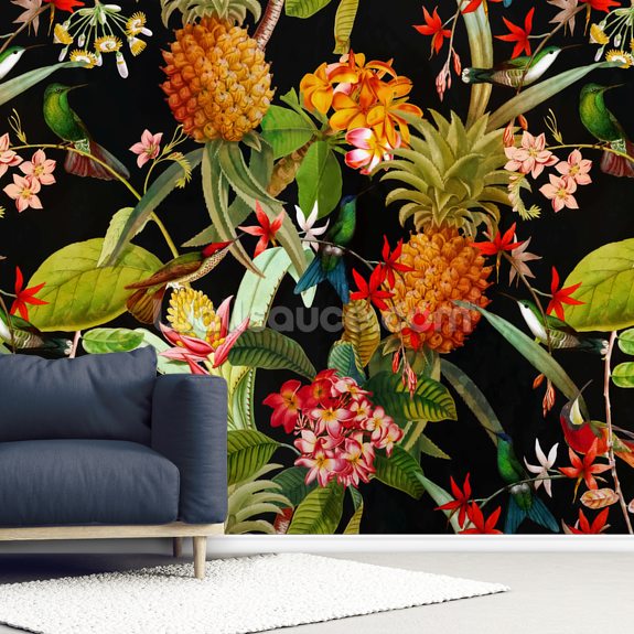 Tropical Pineapples Wallpaper | Wallsauce NZ