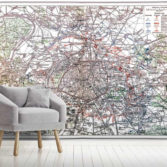 Paris Map 1870 Wallpaper | Wallsauce UK