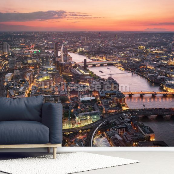 London Sunset Aerial View Wallpaper | Wallsauce UK