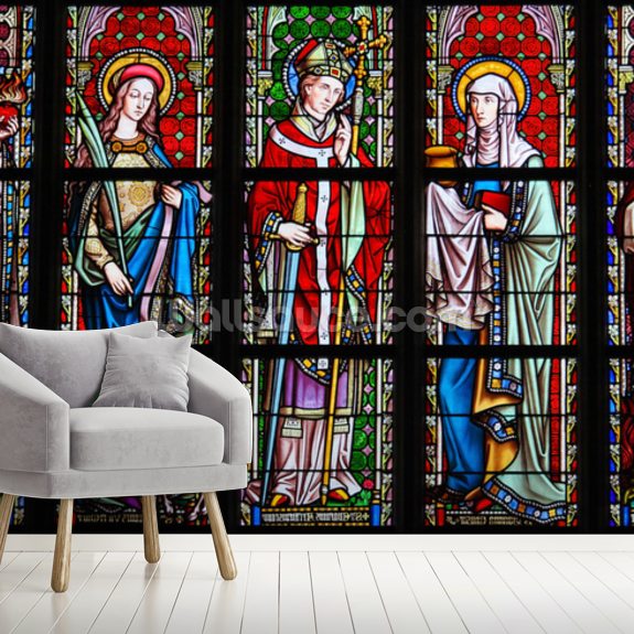 Saints Stained Glass Wallpaper | Wallsauce UK