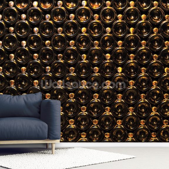 Wine Bottle Wall Wallpaper | Wallsauce US