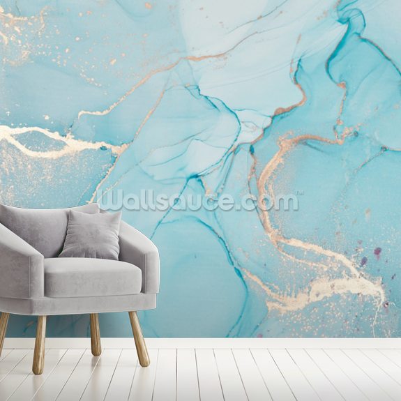 Dreamy Blue Watercolour Wall Mural | Wallsauce UK