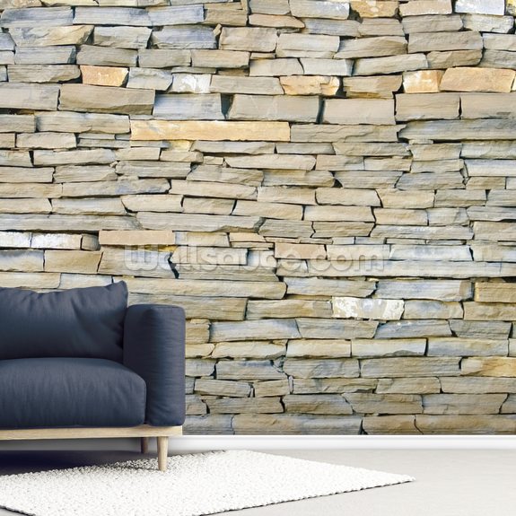 Papier Peint Stone Wall - Gris | Wallsauce FR
