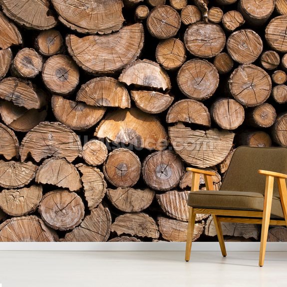 Papier Peint Fresque Pile de Bois | Wallsauce FR