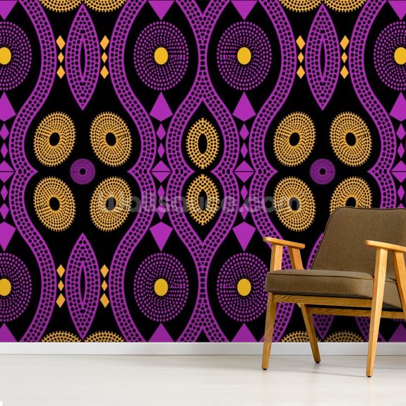Purple and Ochre Pattern Wall Mural | Wallsauce UK