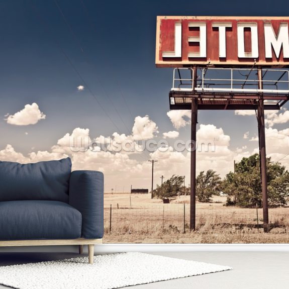 Vintage Route 66 Motel Wallpaper Mural | Wallsauce UK