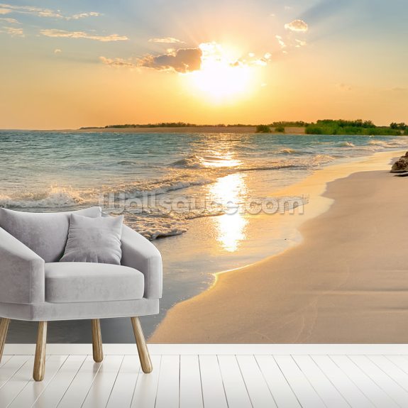 Lugn Beach Sunset Bakgrund | Wallsauce SE