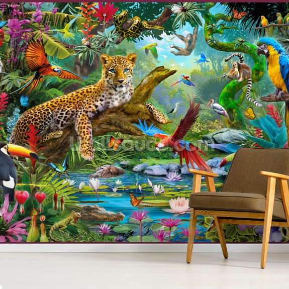 Leopard In Jungle Wallpaper | Wallsauce UK