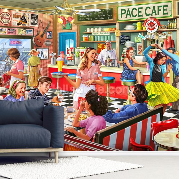 English Diner Wallpaper | Wallsauce UK