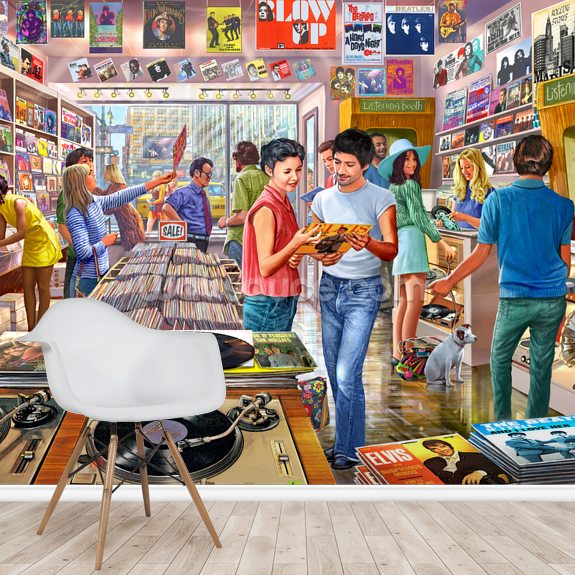 Vintage Record Store Wallpaper | Wallsauce FR