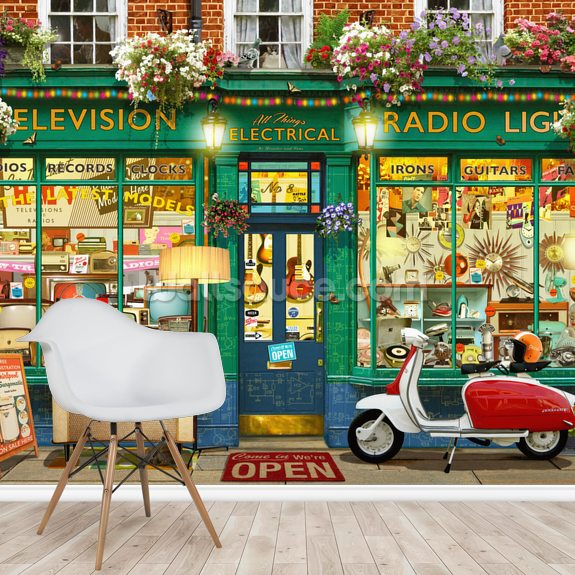 Electric Shop Wallpaper | Wallsauce UK