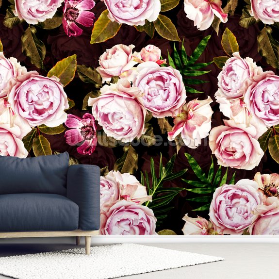 Dramatische Pfingstrosen Tapete | Wallsauce DE