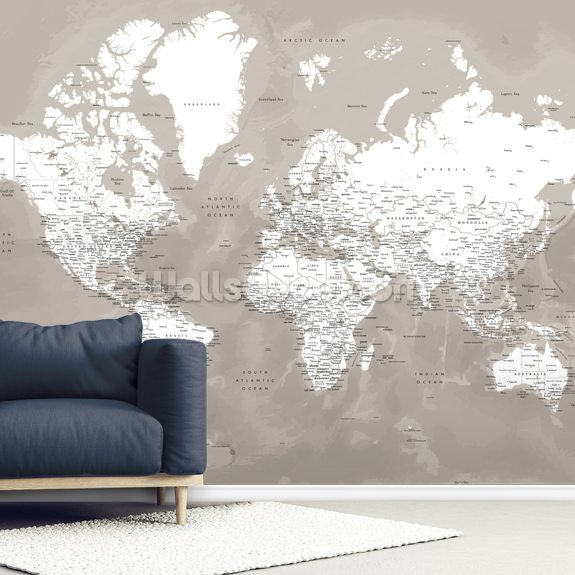Mural de pared Mapamundi marrón café | Wallsauce ES
