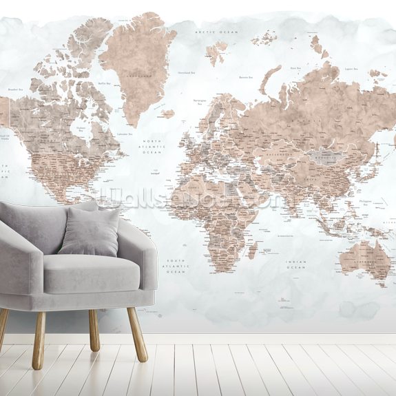 Papel de Parede Mapa Mundial Neutro | Wallsauce PT