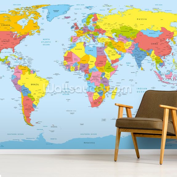 Papel pintado colorido del mapa del mundo | Wallsauce ES