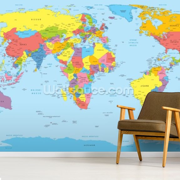 Papel tapiz de mapa del mundo a color | Wallsauce ES