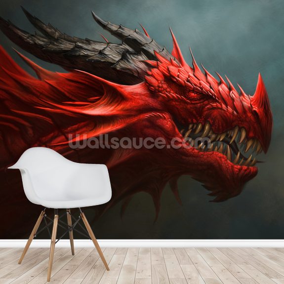 Menacing Red Dragon Wallpaper | Wallsauce UK
