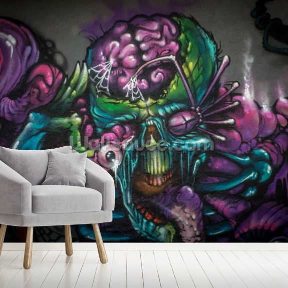 Graffiti - Alien Creature Wallpaper Mural | Wallsauce EU