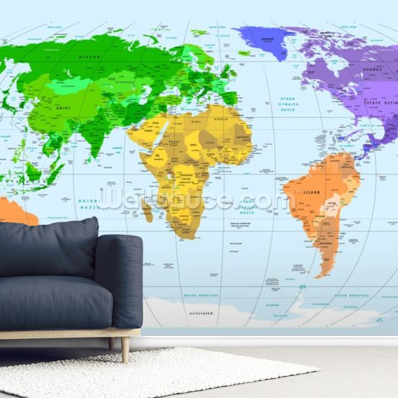 Vibrant World Map Wall Mural | Wallsauce US