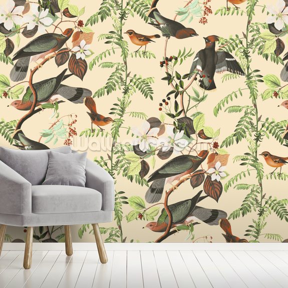 Woodland Bird Pattern Wallpaper | Wallsauce CA