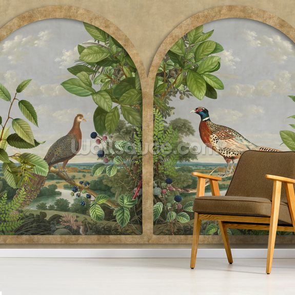 Window with Nordic Birds Wall Mural | Wallsauce UK