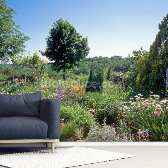 Country Flower Garden Wall Mural Wallpaper | Wallsauce CA