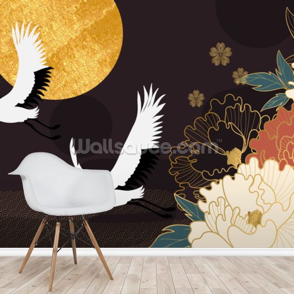 Crane Moonlight Wall Mural | Wallsauce UK