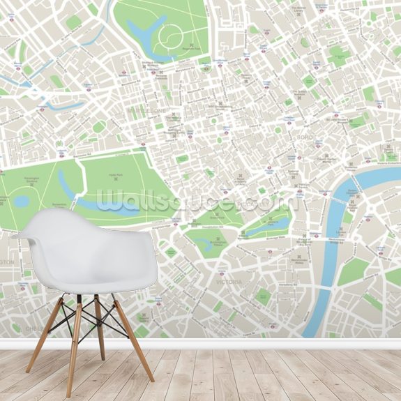 Detailed Map of London Wall Mural | Wallsauce NZ