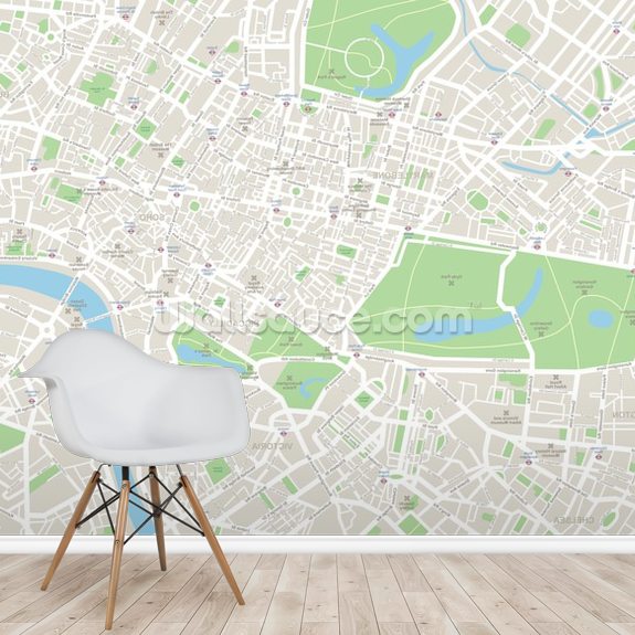 Detailed Map of London Wall Mural | Wallsauce UK