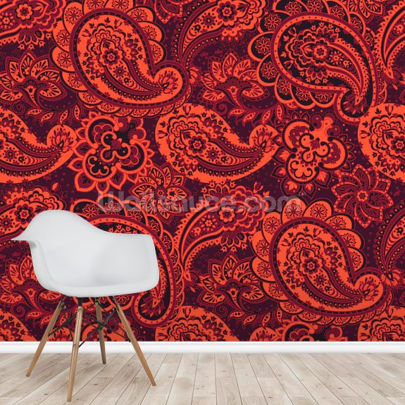 Fiery Red Exotic Patterns Wallpaper | Wallsauce US