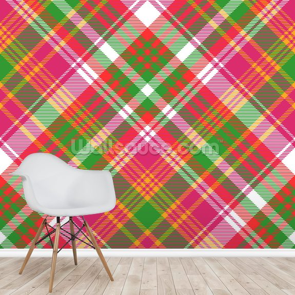 Pink and Green Weave Wallpaper | Wallsauce UK