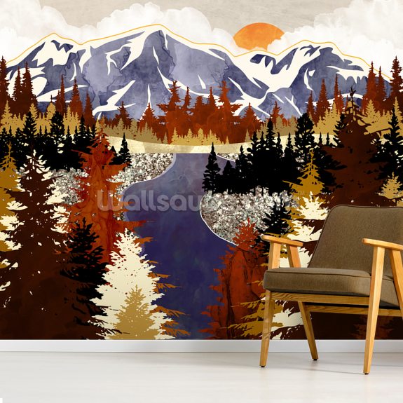 Autumn River Wall Mural | Wallsauce UK