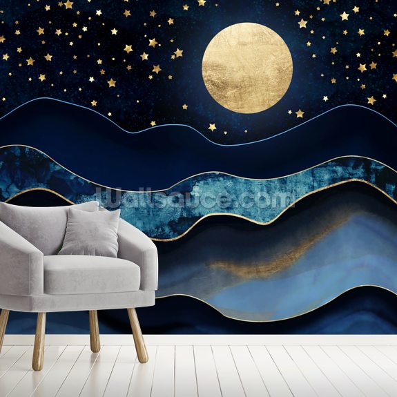 Golden Moon Wall Mural | Wallsauce UK