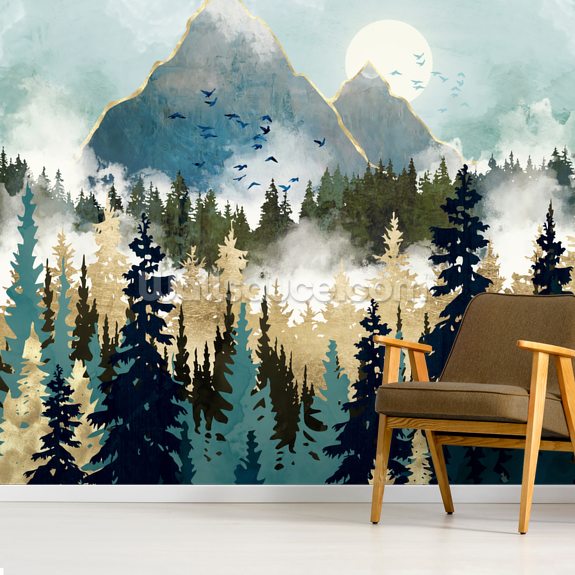 Misty Pines Wallpaper Mural | Wallsauce US