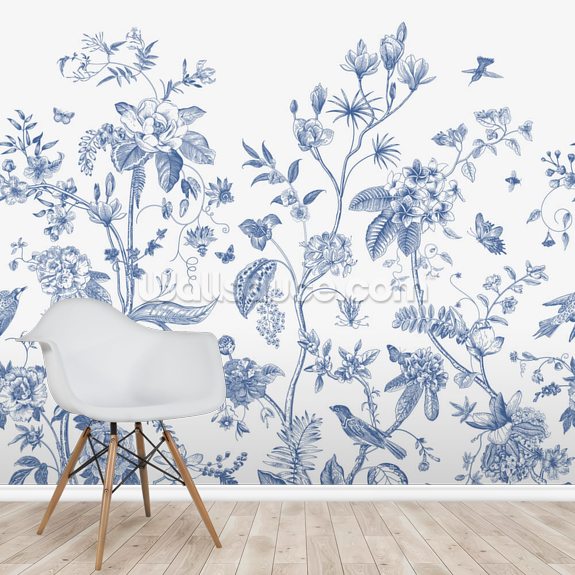 Blue Full Bloom Wallpaper | Wallsauce UK