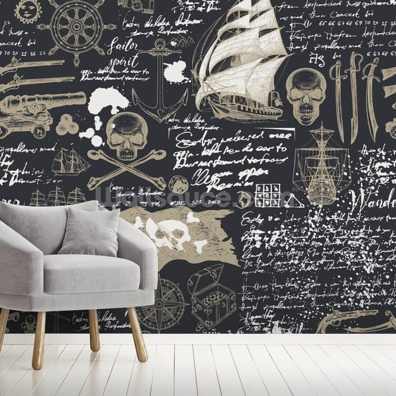 Pirate Script Wall Mural | Wallsauce US