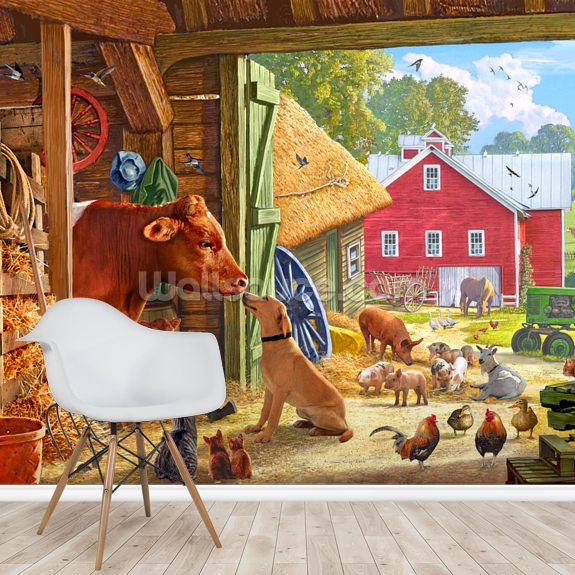 Farm Scene Wallpaper For Walls Boerderijdieren Behang Waggel® En