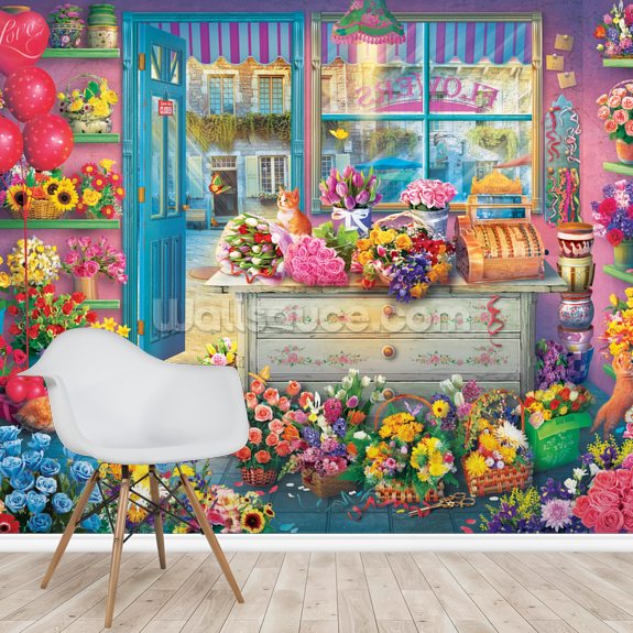 Colourful Flower Shop Wall Mural | Wallsauce UK