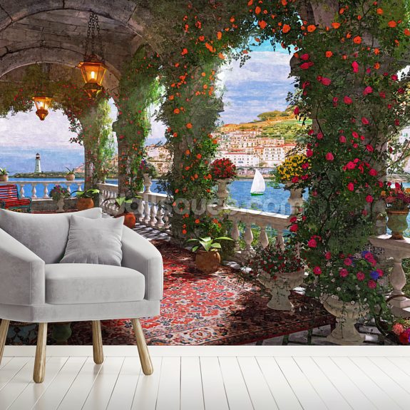 Mediterranean Veranda Wall Mural | Wallsauce UK