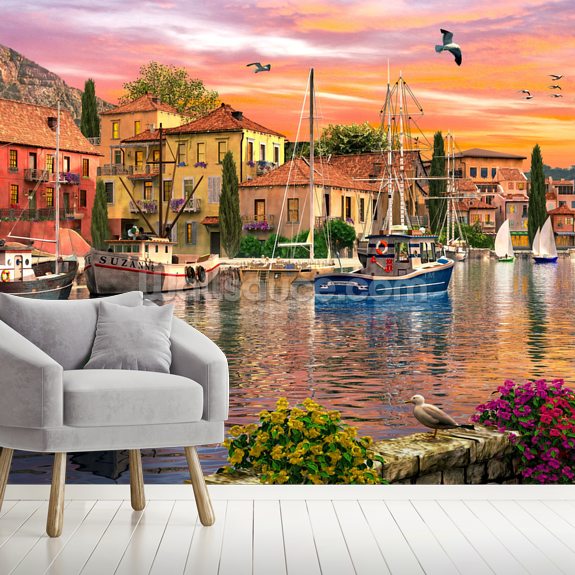 Harbour Sunset Mural | Wallsauce UK