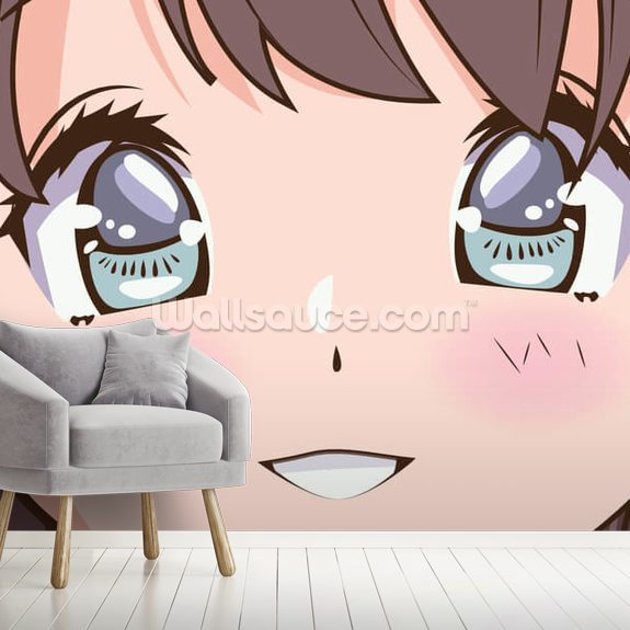 Kawaii Anime Face Wallpaper | Wallsauce UK