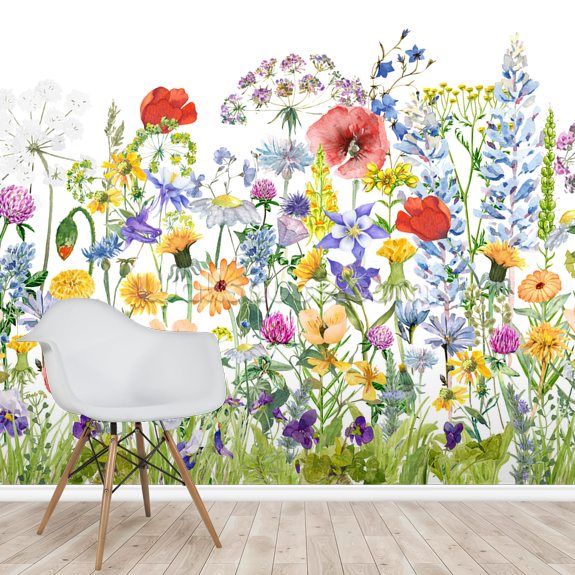 Colourful Wild Flowers Wallpaper | Wallsauce US