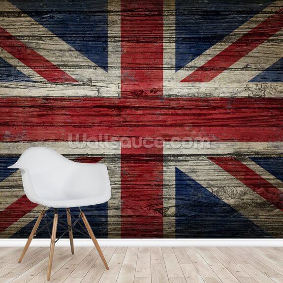Great Britain Old Wood Flag Wall Mural | Wallsauce UK