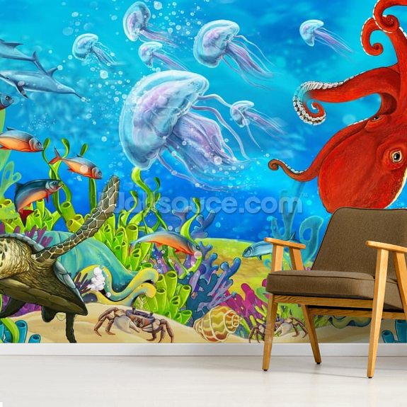 Colourful Coral Reef Wall Mural | Wallsauce EU